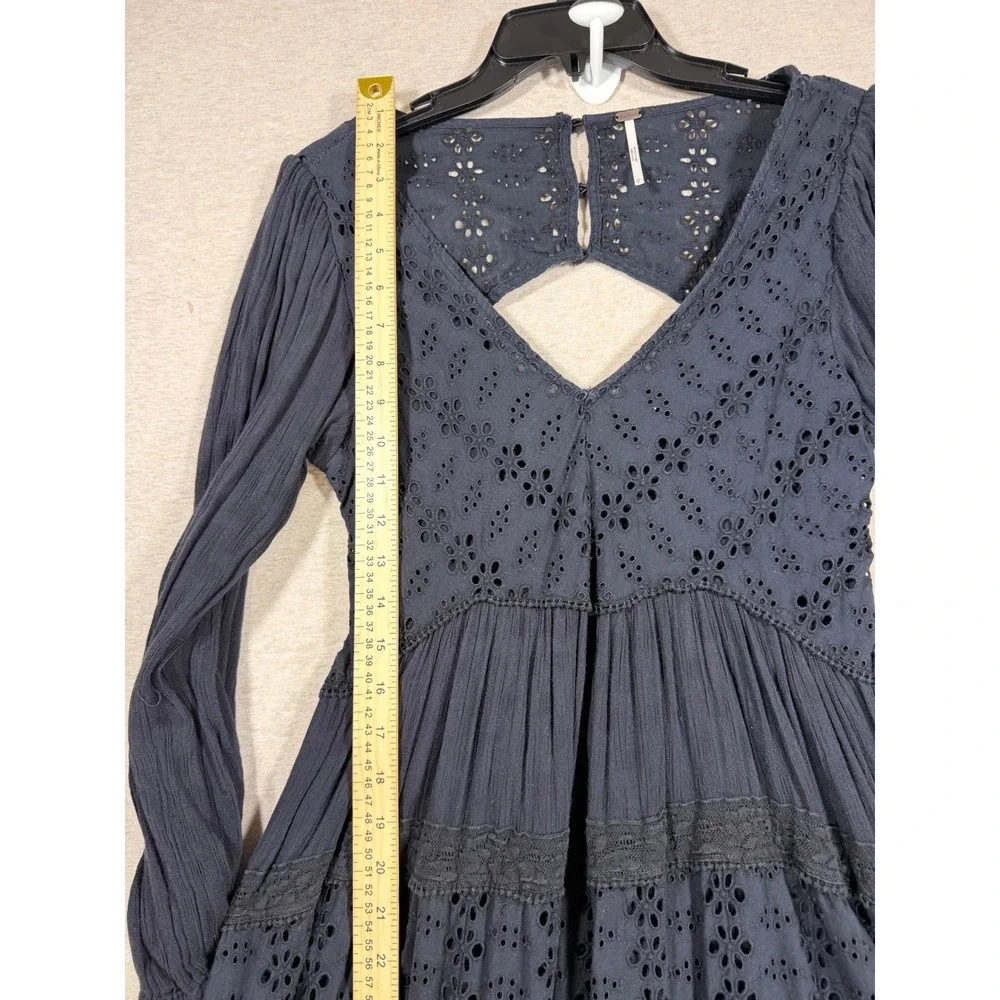 Free People | Dresses | Free People Eyelet Maxi Dress Women Small Grey ...